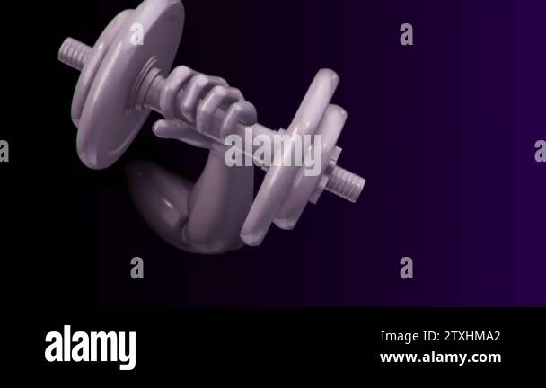 Animation of raising and lowering purple male abstract hand with ...