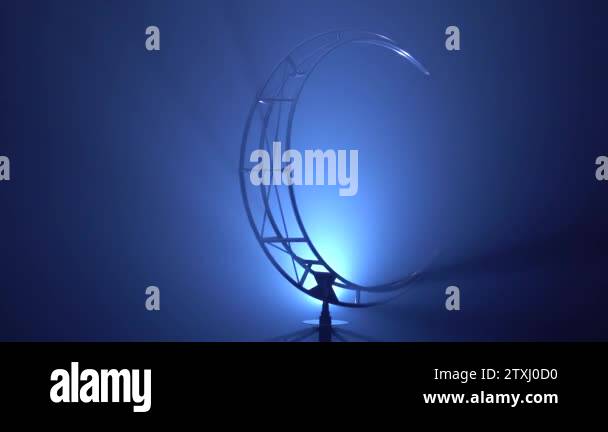 Rotating design in the form of the moon in a smoke background Stock ...