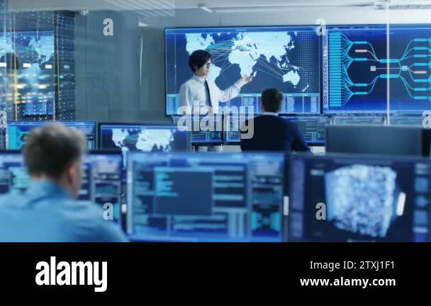In the System Control Room Chief Engineer Holds a Briefing for Member ...