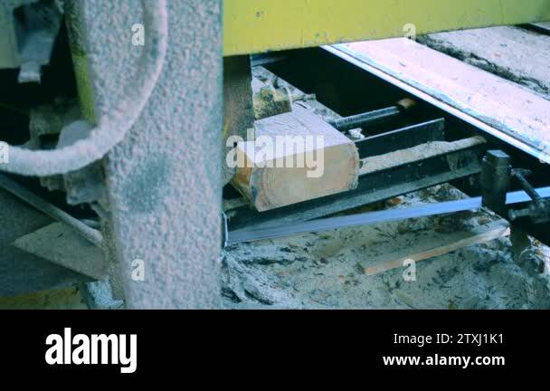 Sawmill. Process of machining logs in equipment sawmill machine saw ...