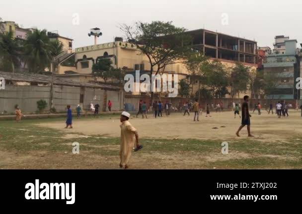Unidentified children and young people at the RA playground in the Shyamoli area of Dhaka, the ...