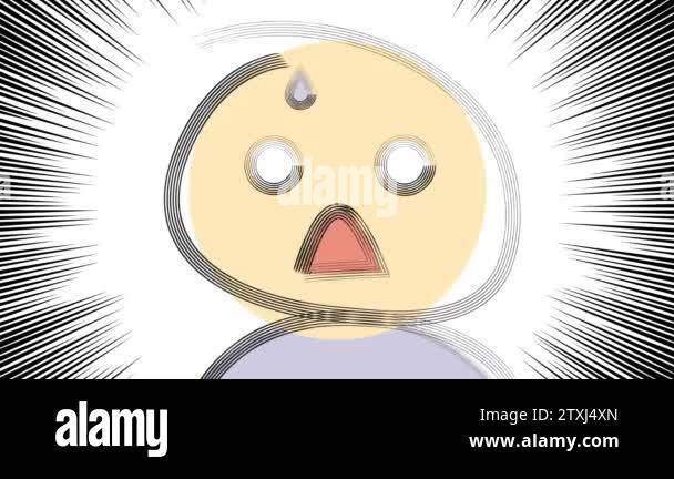 Shocked abstract person with drop of sweat and widely opened eyes and ...