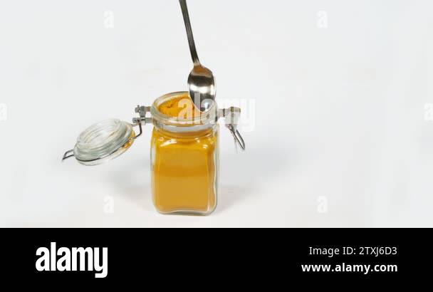 Turmeric, curcuma longa, Powder against White Background, Indian Spice ...