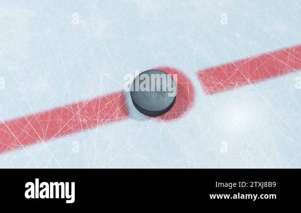 Beautiful Hockey Puck Drop in Face-off Zone. 3d animation of Puck ...