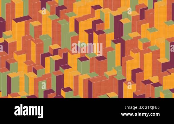 Random motion flat cubes background. Seamless loop animation. 3d render ...