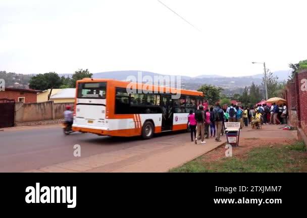 Road traffic in the Kicukiro district of Kigali, the capital of Rwanda ...