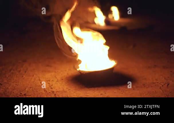 Three burning metal fire bowl Stock Videos & Footage - HD and 4K Video ...