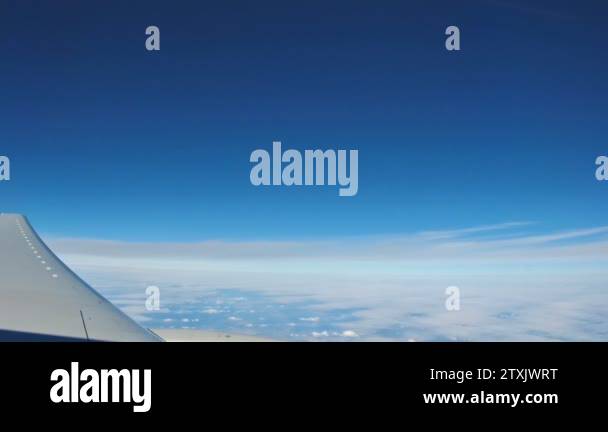 Airplane view window concept. View on window airplane see engine and ...