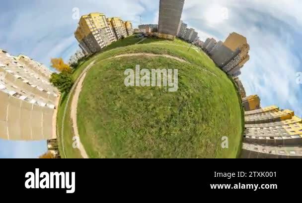 Little planet Transformation with curvature of space. Abstract torsion ...