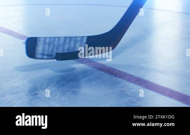 Hockey Stick Throwing Hockey-puck in Slow Motion Close-up with Lens ...
