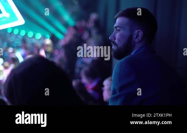 People viewers in a TV studio while recording a TV show Stock Video ...