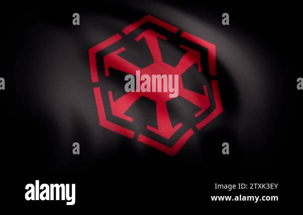 Waving in the wind flag with the symbol of Sith Empire. The animation ...