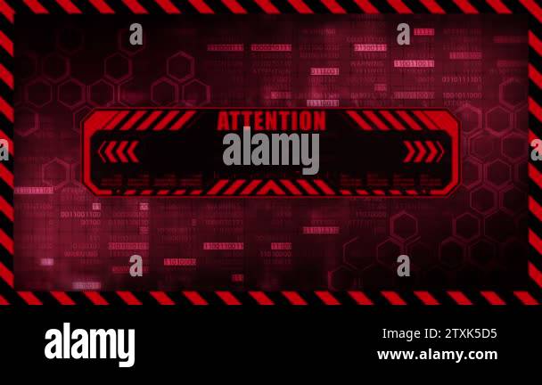 Attention message with copy space. Hexagon geometric design and binary numbers background ...