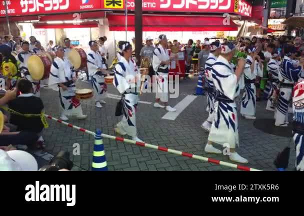 Tokyo, Japan - August 2018: Japanese performers dancing traditional ...