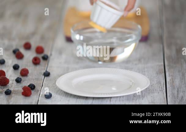Step By Step Process Of Making A Modern Berry Mousse Dessert. Series ...