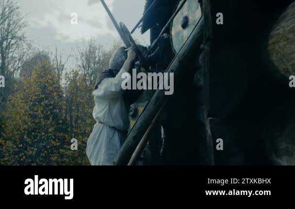 Large-Scale Medieval Battle Reenactment. Violent Tribe of Warriors ...