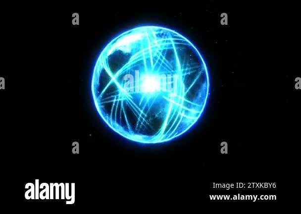 Plasma fire ball with flames on black background. Beautiful light. Glow ...