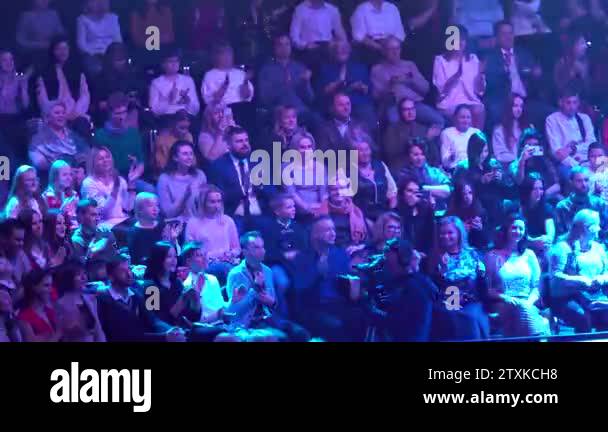 People viewers in a TV studio while recording a TV show Stock Video ...