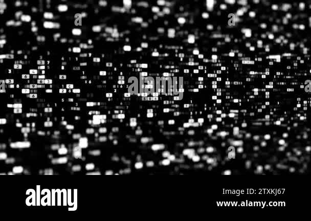 Abstract black and white background with the data in many rows of changing numbers, seamless ...
