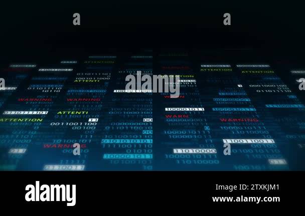 Warning And Attention Message With Binary Numbers Web Online With Digital Technology Loop