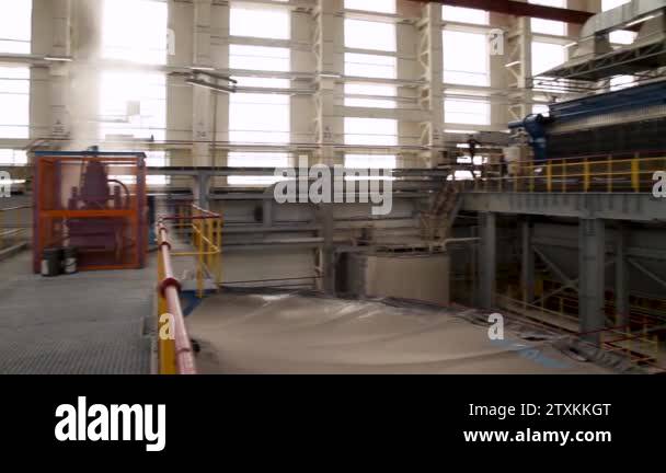 Construction of building interior of factory. Modern industrial ...