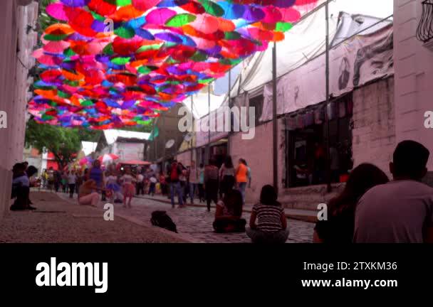 Unidentified people under the so called Umbrella Sky near the La Hoyada ...