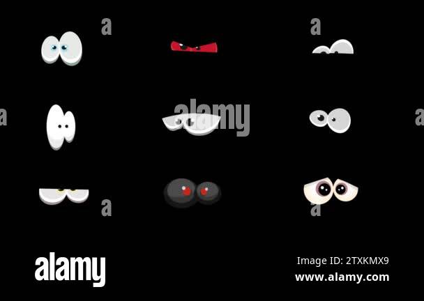 Pack Of Comic Eyes Watching And Blinking/ Animation of a 4k pack of ...