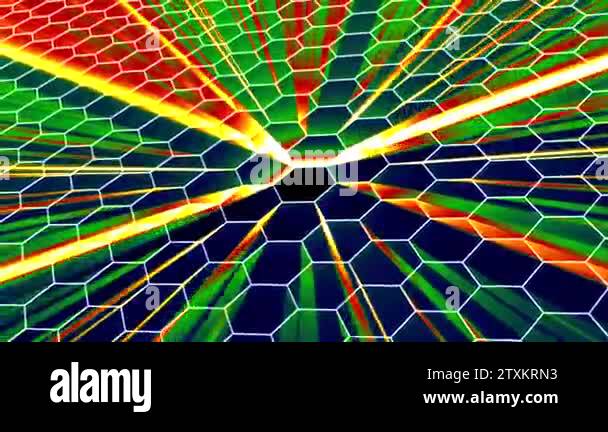 shiny hexagonal grid net field landscape seamless loop drawing motion ...