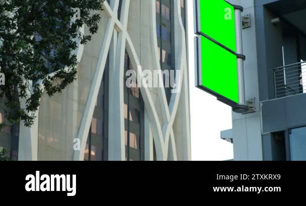 Led hoardings on the exterior of the building. Green screen on the ...