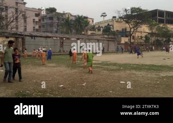 Unidentified children and young people at the RA playground in the Shyamoli area of Dhaka, the ...