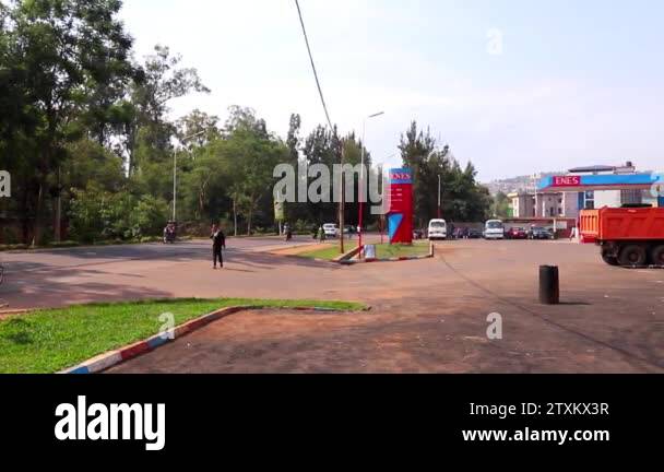 Road traffic in the Kicukiro district of Kigali, the capital of Rwanda ...