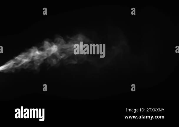 The jet of cold white steam shoots from left to right, gradually ...