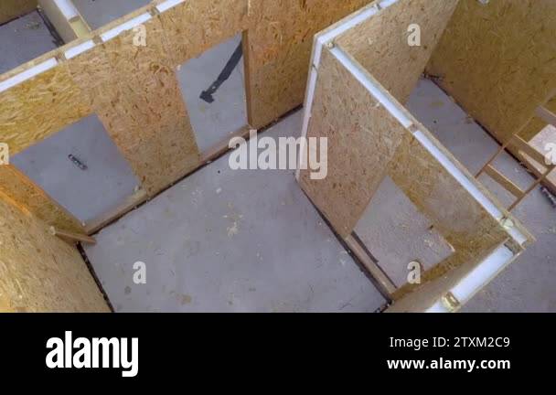 Construction of new and modern modular house. Walls made from composite ...