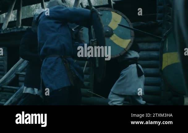 Large-Scale Medieval Battle Reenactment. Violent Tribe of Warriors Run ...