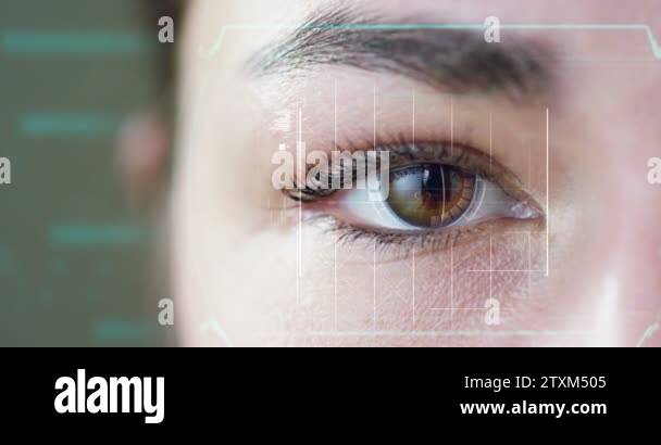 Human Eye Scan Technology Interface Animation human eye in extreme ...