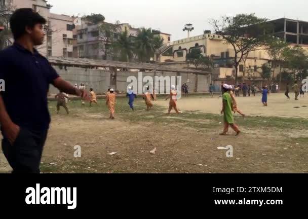 Unidentified children and young people at the RA playground in the Shyamoli area of Dhaka, the ...