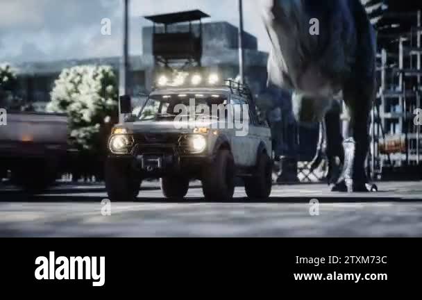 Military robot in destroyed city. Future apocalypse concept. Realistic ...