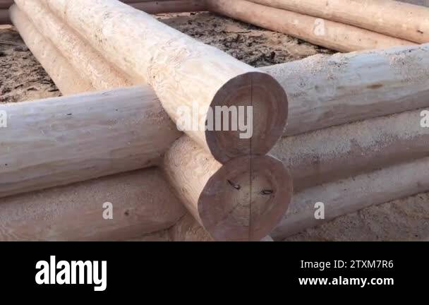 Preparation of logs for the assembly of structure. Materials for a ...