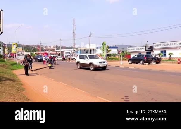 Road traffic in the Kicukiro district of Kigali, the capital of Rwanda ...