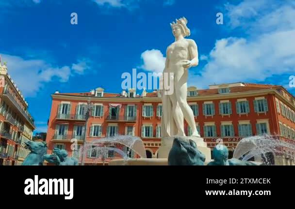 Monument of Apollo on top of Fontaine du Soleil, Nice sightseeing, art ...