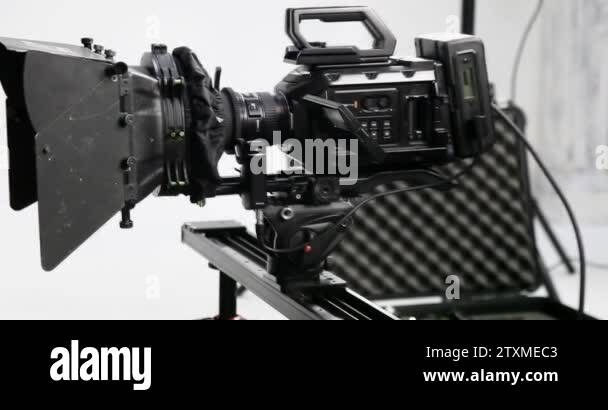 Professional movie camera. Backstage cinema production. Filming and ...
