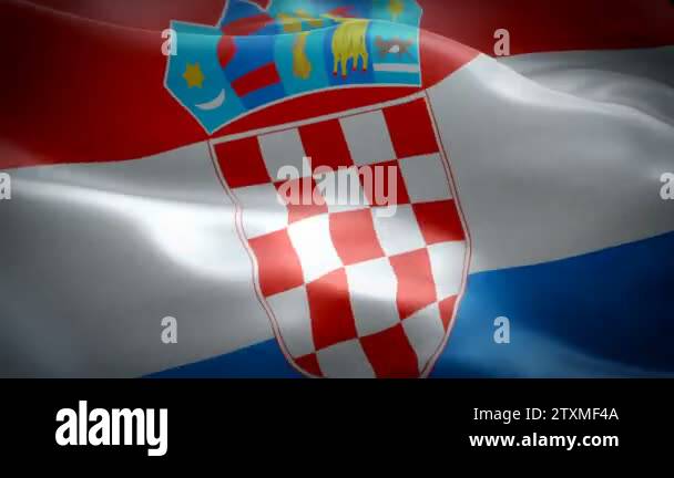 Croatian flag Closeup 1080p Full HD 1920X1080 footage video waving in ...