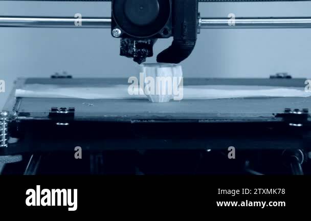 Objects printed by 3d printer. Fused deposition modeling FDM. Progressive modern additive ...