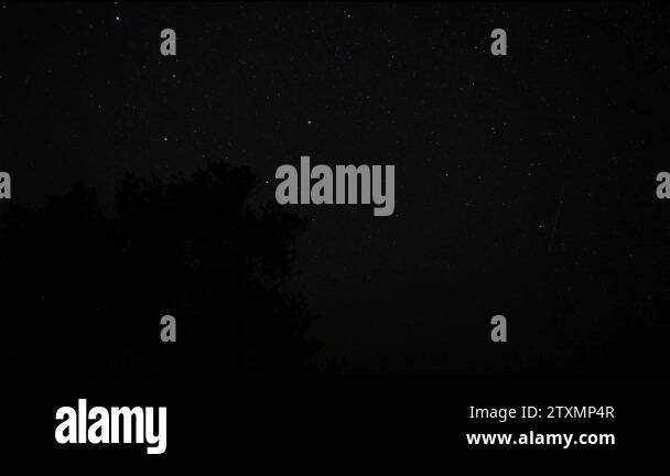 Starry night sky. Twinkling stars in the dark night sky. Time lapse ...