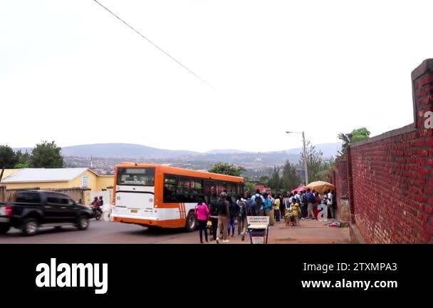 Road traffic in the Kicukiro district of Kigali, the capital of Rwanda ...