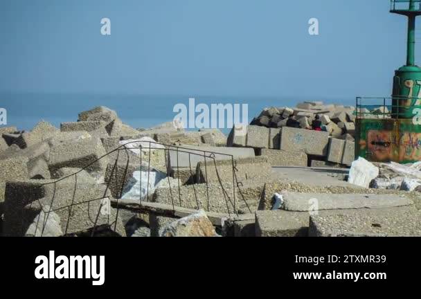 Ruins and abandonment in the port of Giulianova in Abruzzo, Italy. A ...