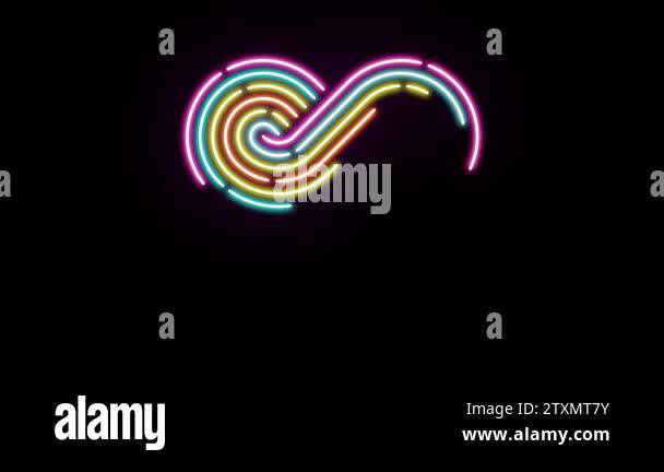 Heart neon dash line lighting moving pattern colorful, technology ...