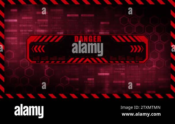 Danger message with copy space. Hexagon geometric design and binary numbers background. Digital ...