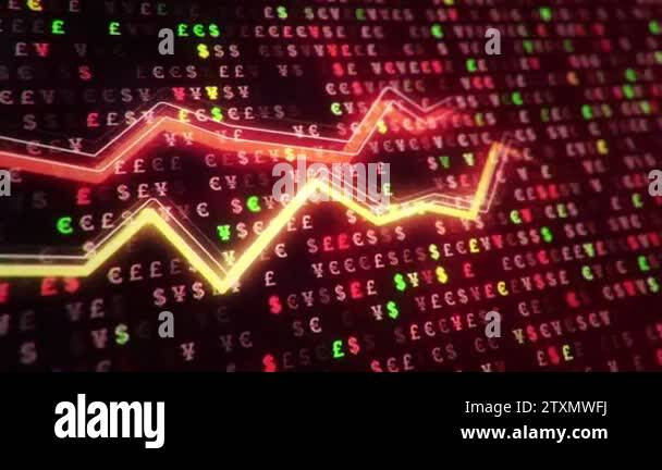 Abstract background with animation of growing charts and flowing ...