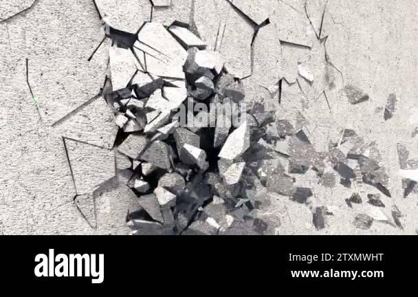 Metallic Wrecking Ball Shattering The White Wall. Green Screen. 3D Animation Stock Video Footage ...